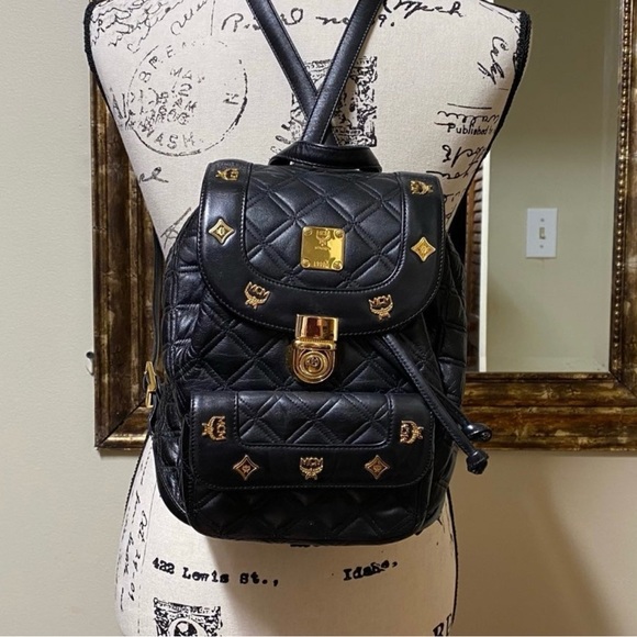 MCM | Bags | Authentic Mcm Quilted Studded Visetos Leather Backpack ...
